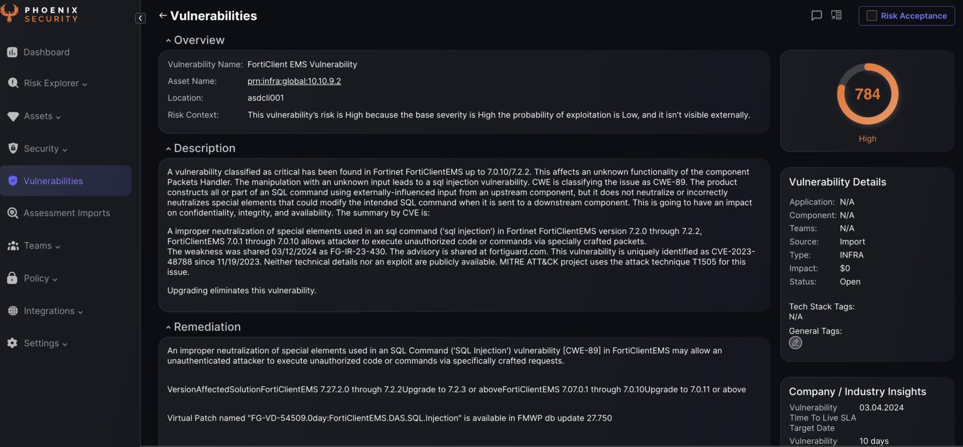 CVE-2023-48788: Fortinet FortiClient EMS SQL Injection Vulnerability